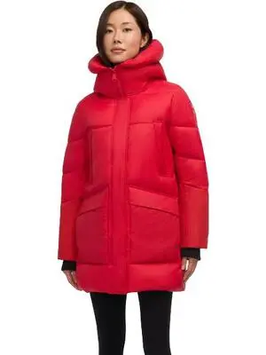Pajar Heirani Mid-Length Quilted Puffer Parka With Oversized Hood Current Red