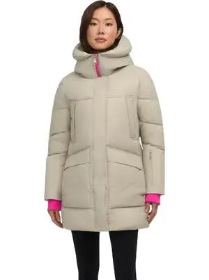 Pajar Heirani Mid-length Quilted Puffer Parka With Oversized Hood - Grey Buff