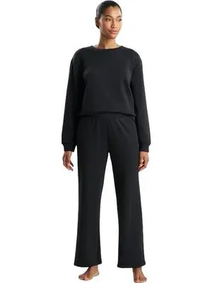 Natori Nova Brushed Knit Straight Leg Pant - Black