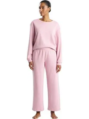 Natori Nova Brushed Knit Straight Leg Pant - Rose Quartz