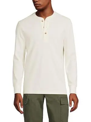 LANDS' END Long Sleeve Thermal Waffle Henley - Ivory