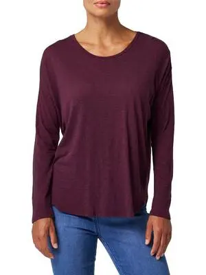FRANNE GOLDE Slub Jersey Relaxed Long Sleeve Tee - Aubergine