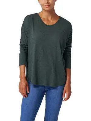 FRANNE GOLDE Slub Jersey Relaxed Long Sleeve Tee - Evergreen
