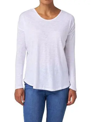 FRANNE GOLDE Slub Jersey Relaxed Long Sleeve Tee - White