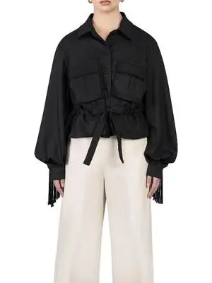 LAURA APARICIO Macrame Sahariana Jacket - Black