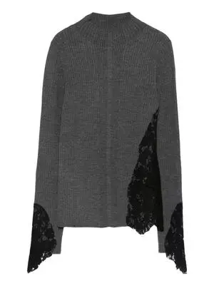 Pinko Samoa Lace-detail Ribbed Sweater - Grey