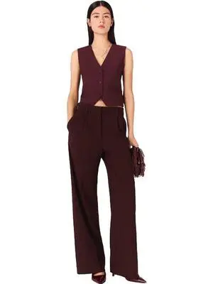 Maje Tailored High-waisted Suit Trousers - Burgundy