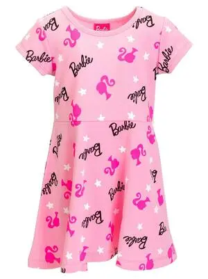 BARBIE Girls Short Sleeve Skater Dress - Pink
