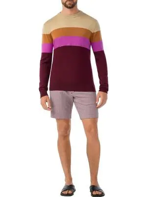 Mr Turk Romero Color Block Crewneck Sweater - Elderberry Multi