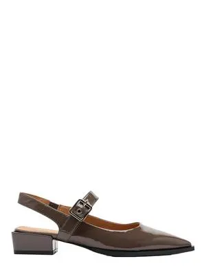 MARC NOLAN Chelsea Leather Slingback Block Heels - Taupe Patent
