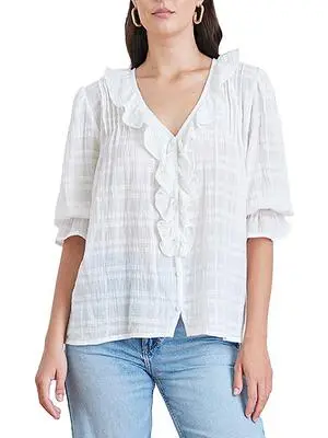 PANEROS CLOTHING Chloe Cotton Ruffle Shirt - Off White