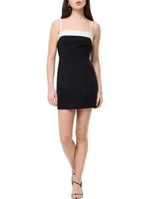 French Connection Azra Two-tone Minidress - Black Porcelain Cream
