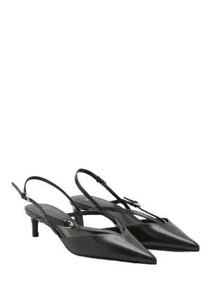 Mango Slingback Kitten Heel Pumps - Dark Heather Grey