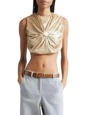 JULIE KEGELS Tilda Velvet Crop Top - Gold