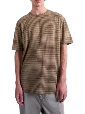 Topman Oversize Stripe Cotton T-shirt - Brown