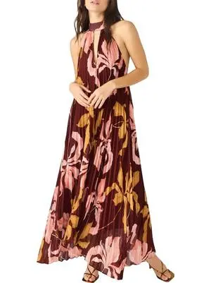 Steve Madden Floral Pleated Halter Neck Maxi Dress - Tigerlily