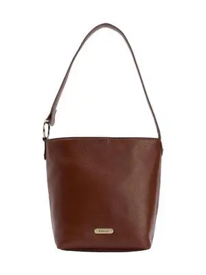 Barbour Leather Bucket Tote - Brown