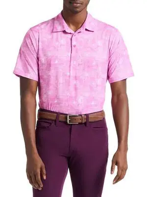 Robert Graham Norlen Geo Pattern Performance Golf Polo - Pink