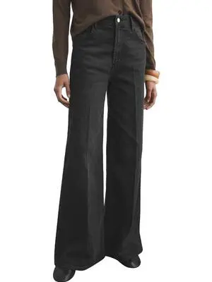 Mango Elise High-waist Wide-leg Jeans - Black Denim
