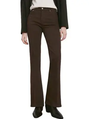 Mango High Waist Flare Leg Jeans - Chocolate
