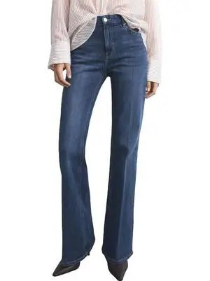 Mango High Waist Flare Leg Jeans - Dark Blue