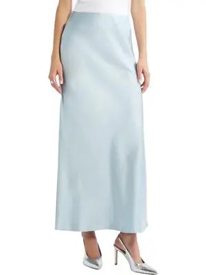 OPEN EDIT Satin A-line Maxi Skirt - Blue Cloud