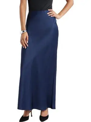 OPEN EDIT Satin A-Line Maxi Skirt Navy Iris