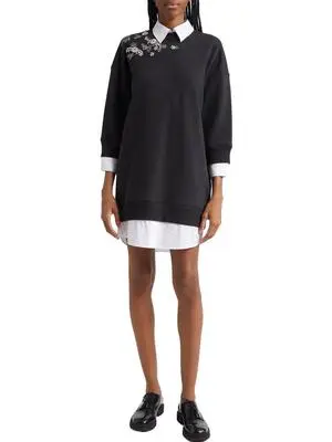 Cinq À Sept Crystal-embellished Sweatshirt Dress - Black/silver