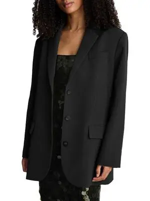KENNETH COLE Three-button Boyfriend Blazer - Black
