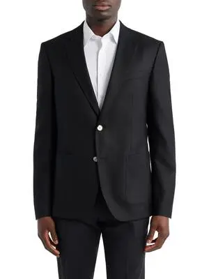 BOSS Hutson Slim-fit Textured Wool Sport Coat - Black