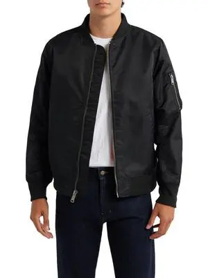 SCHOTT Satin MA-1 Flight Jacket Black