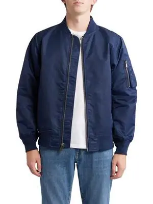 SCHOTT Satin MA-1 Flight Jacket Navy