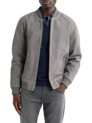 Nordstrom Suede Bomber Jacket - Grey Steel