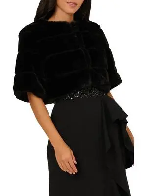 Adrianna Papell Faux Fur Jacket - Black