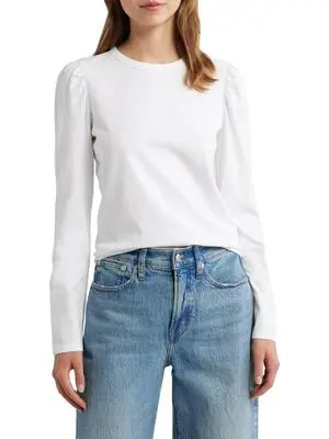 Madewell Cotton Puff-sleeve Top - White