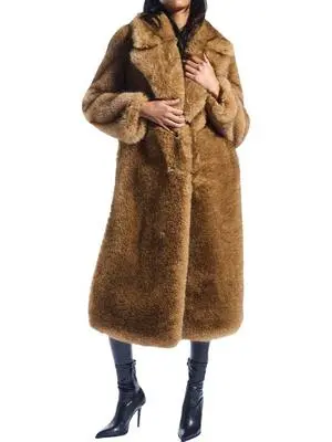 AZALEA WANG Faux Fur Coat - Brown