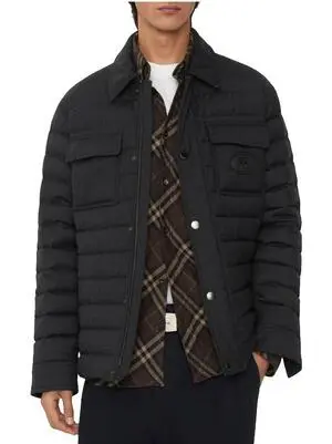 Burberry Wool Flannel Padded Overshirt - Charcoal Grey