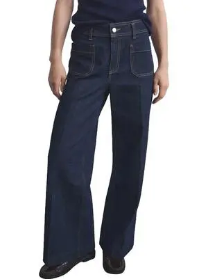 Mango Jessie Patch Pocket Wide Leg Jeans - Blue