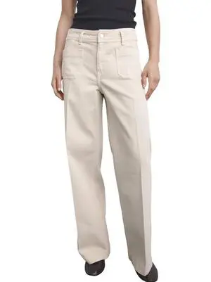 Mango Jessie Patch Pocket Wide Leg Jeans - Sand