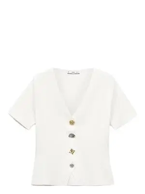 Mango Dali Short Sleeve Cardigan - White