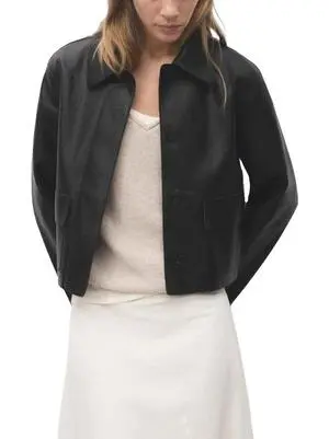 Mango Sabina Faux Leather Jacket - Black