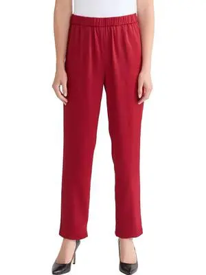 Misook Crêpe De Chine Straight Leg Pants - Scarlet Red