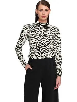 ELLE COLLECTION Printed Feather Weight Animal Print Top - Zebra