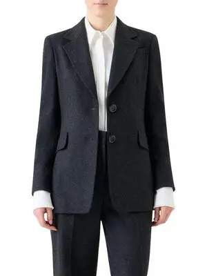 Akris Wool Blend Flannel Blazer - Charcoal