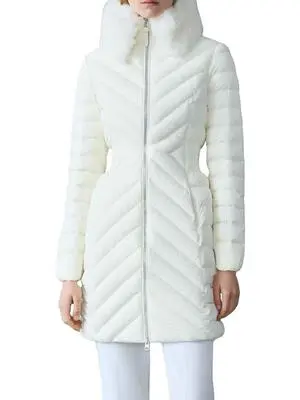 Mackage Water Repellent Quilted Down Coat With Shearling Collar - Cream