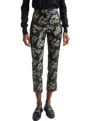 Alexander McQueen Metallic Sunflower Jacquard Cigarette Trousers - Black-green-gold