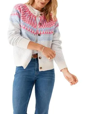 Vineyard Vines Fair Isle Merino Wool Blend Cardigan - Marshmallow