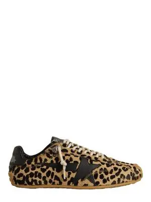 GOLDEN GOOSE Marathon Speed Genuine Calf Hair Sneaker - Brown And Black Leo/black