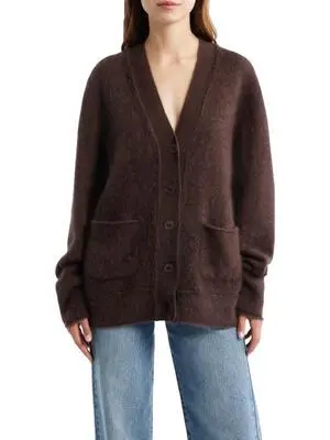 LoveShackFancy Applene Cashmere Cardigan - Chocolate Brown