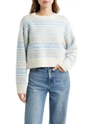 LoveShackFancy Emberly Crewneck Wool Sweater - Winter Haze